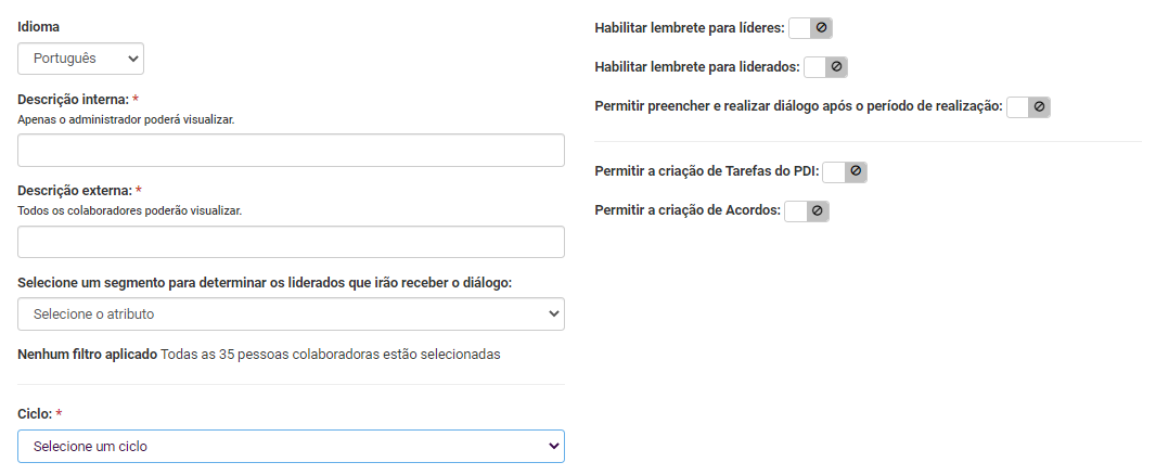 Como criar um novo formulário para o diálogo de desenvolvimento?