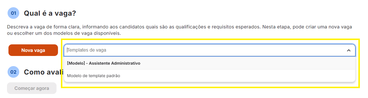 Como criar templates de vaga?